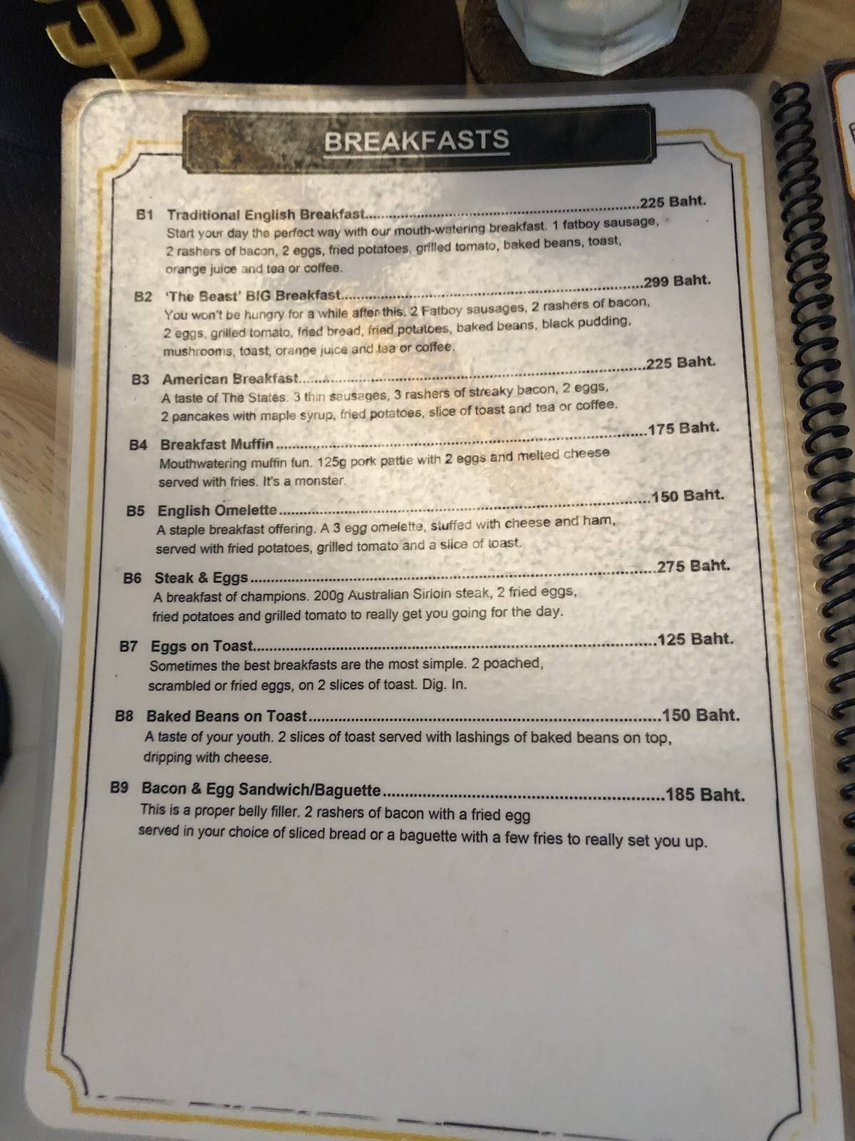 Menu at Pattaya Sports Hub pub & bar, Pattaya City