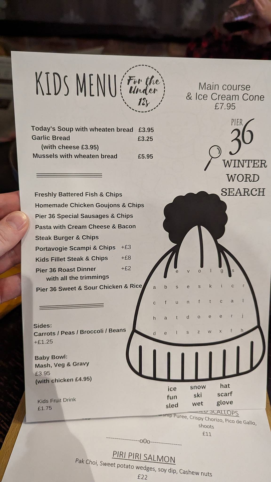 Menu at Pier 36 pub & bar, Donaghadee