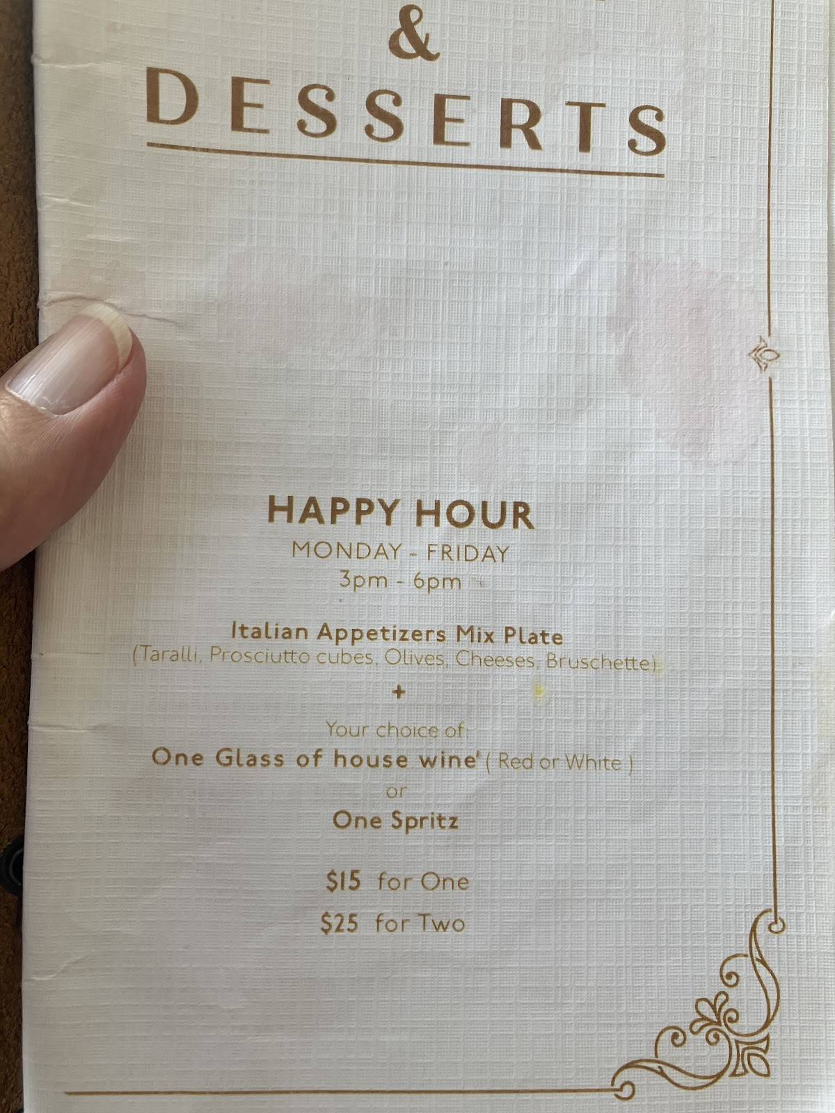 Menu at Sogno Toscano Cafe´& Wine Bar, Santa Monica