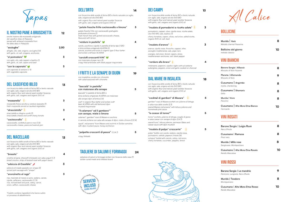 Menu da Sorelle a mare Ortigia pub & bar, Siracusa