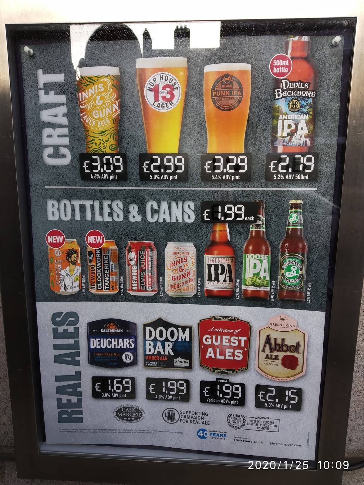 Menu at The Archibald Simpson - JD Wetherspoon pub & bar, Aberdeen, 5 ...