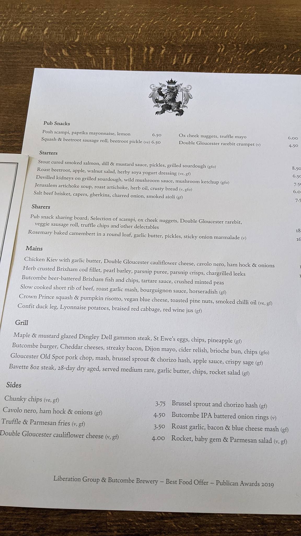 Menu at The Bear Inn, Cirencester pub & bar, Cirencester