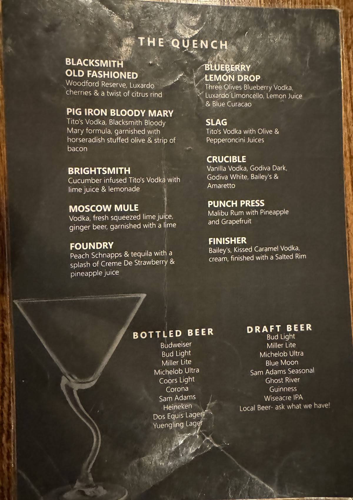 Menu at The Blacksmith Restaurant, Dyersburg