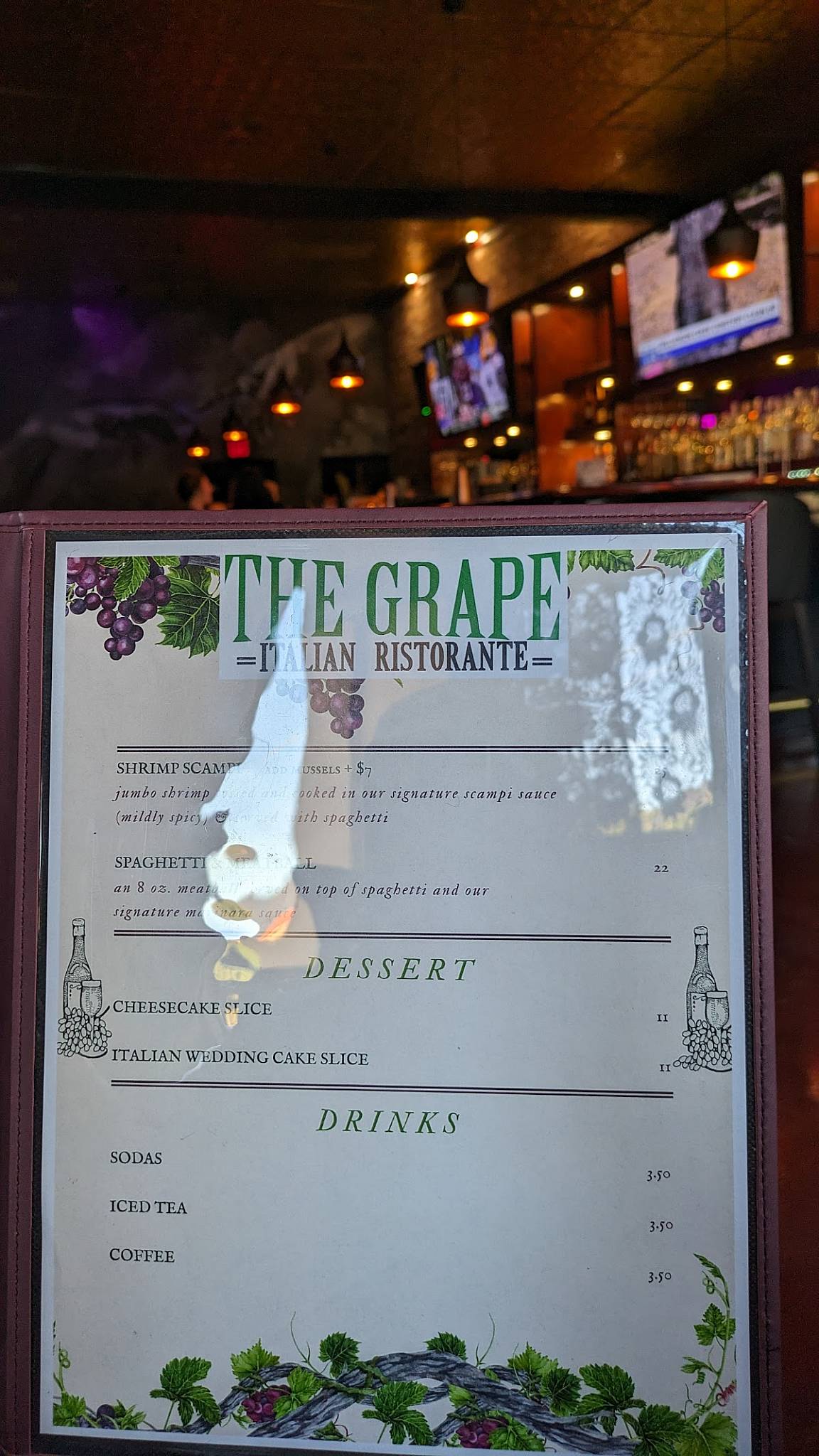 Menu at The Grape Italian Grill pub & bar, El Paso