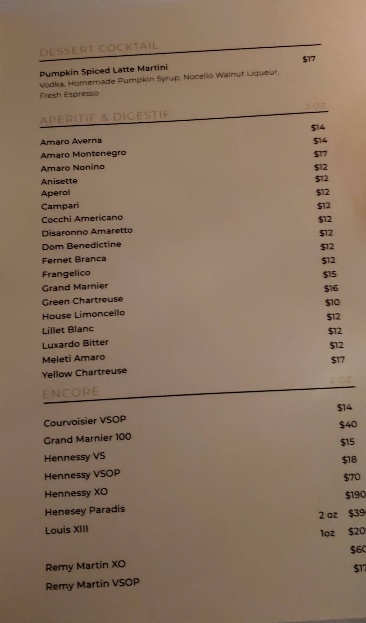 Menu at The Highlawn restaurant, West Orange
