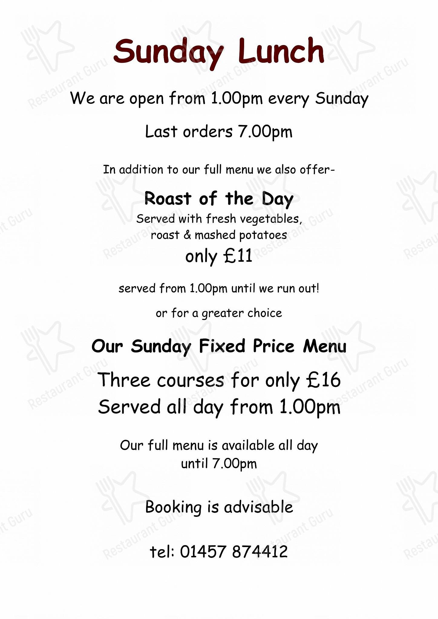 Menu at The Old Original Inn pub & bar, Oldham