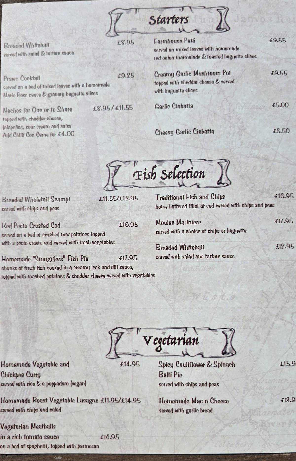 Carta del pub y bar The Smugglers Inn, Lymington