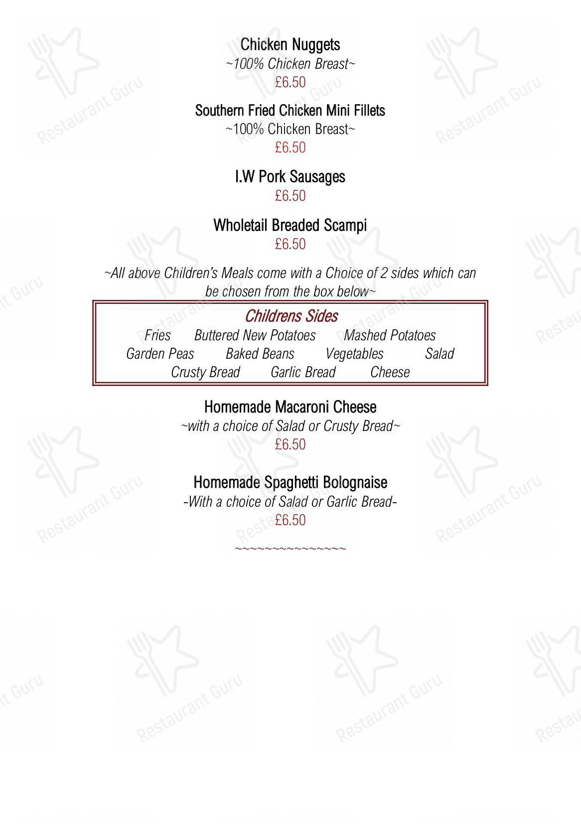 Menu at The White Hart Inn pub & bar, Ryde