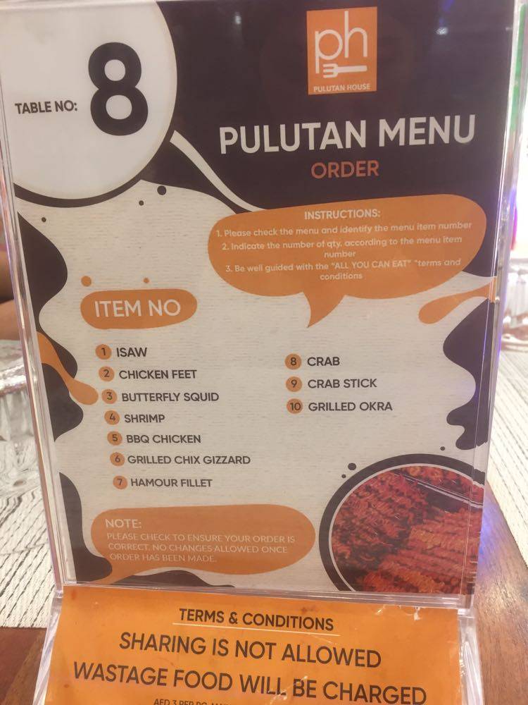Menu at Pulutan House Dubai restaurant, Dubai