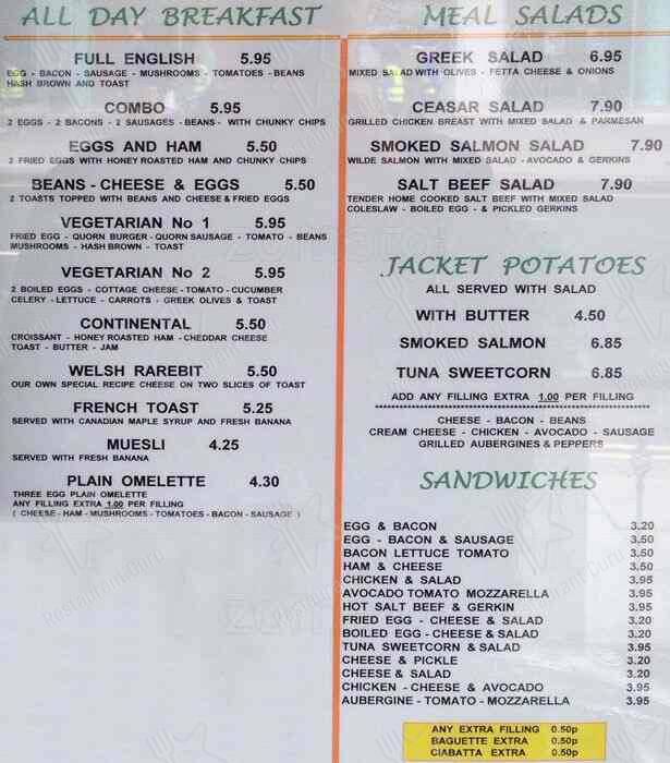 Carta de Pumpkin Cafe, Londres, Pumpkin Cafe