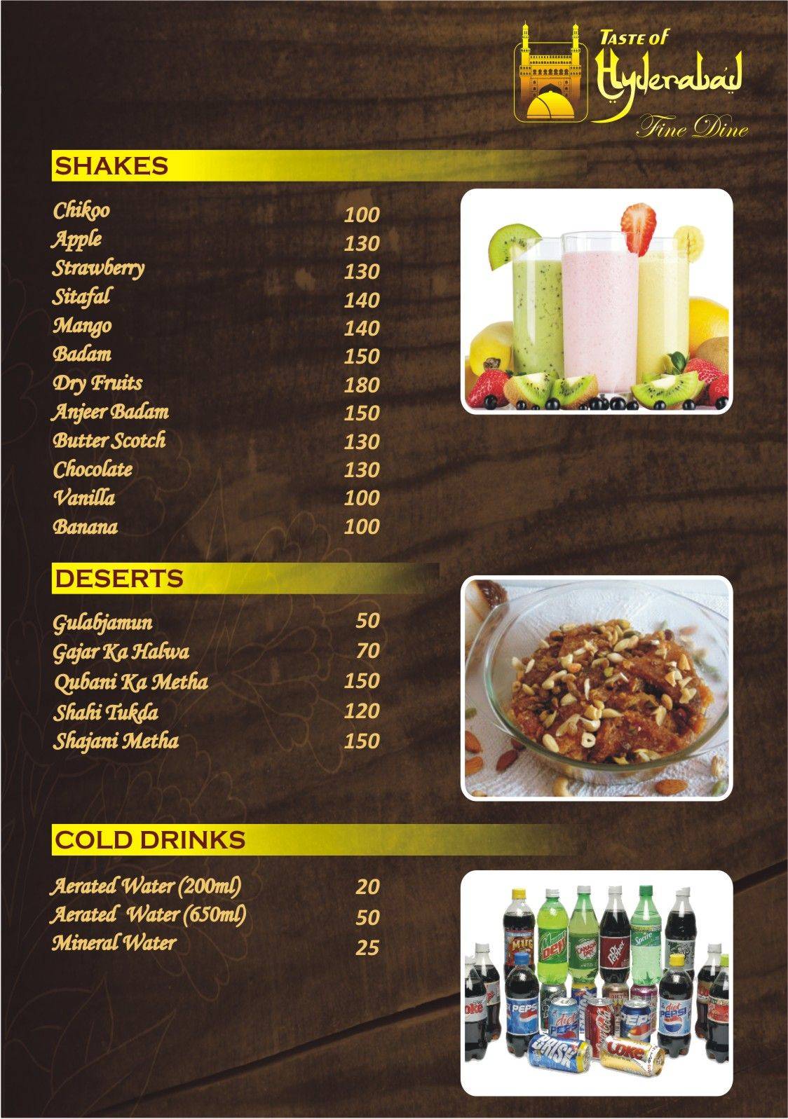 Menu at Taste of Hyderabad (TOH), Pune, 5th Avenue
