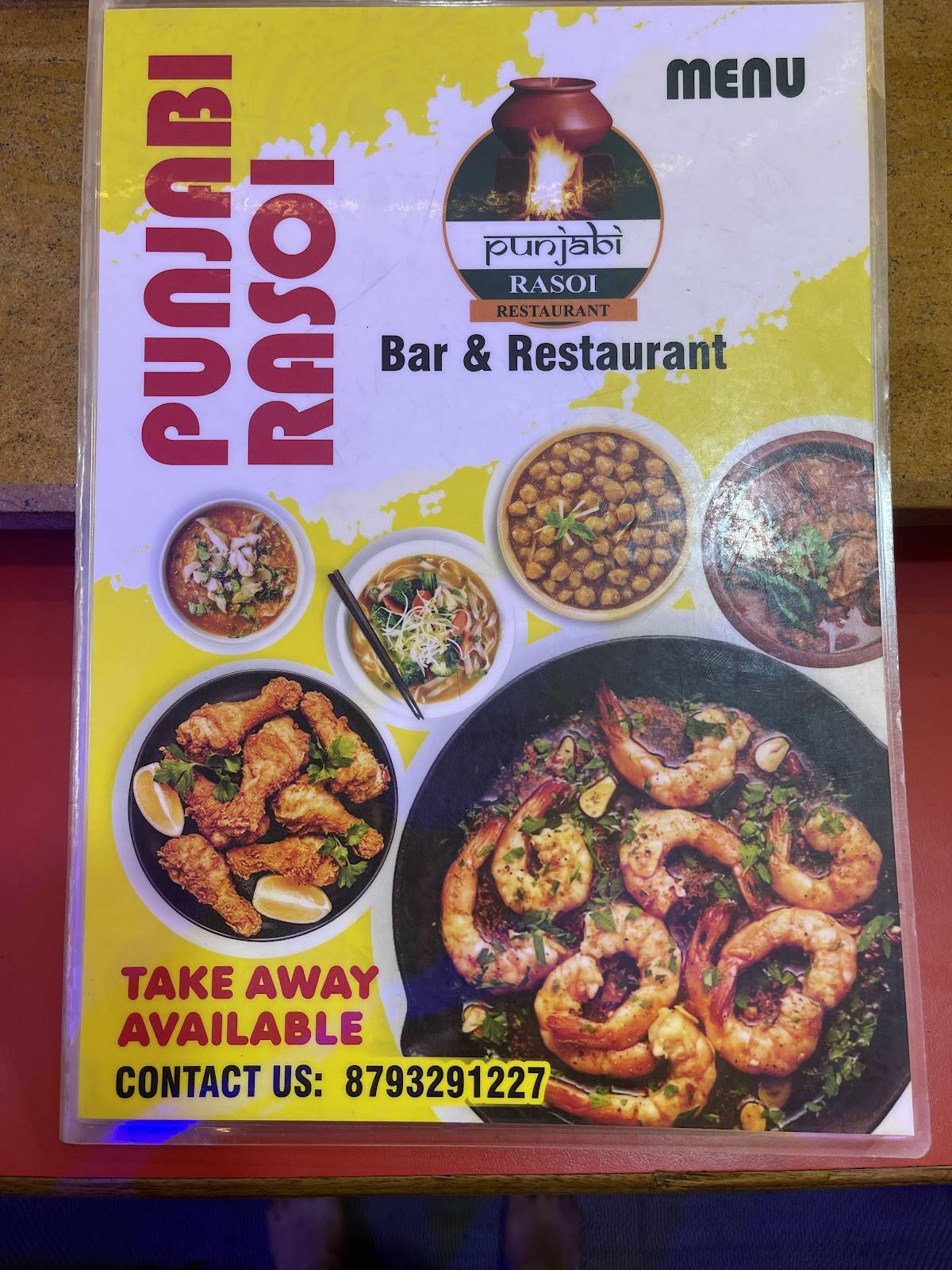 Menu at Punjabi Rasoi, Baga
