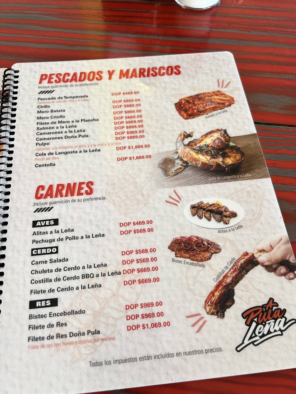 Carta del restaurante Asadero Doña Pula, Punta Cana
