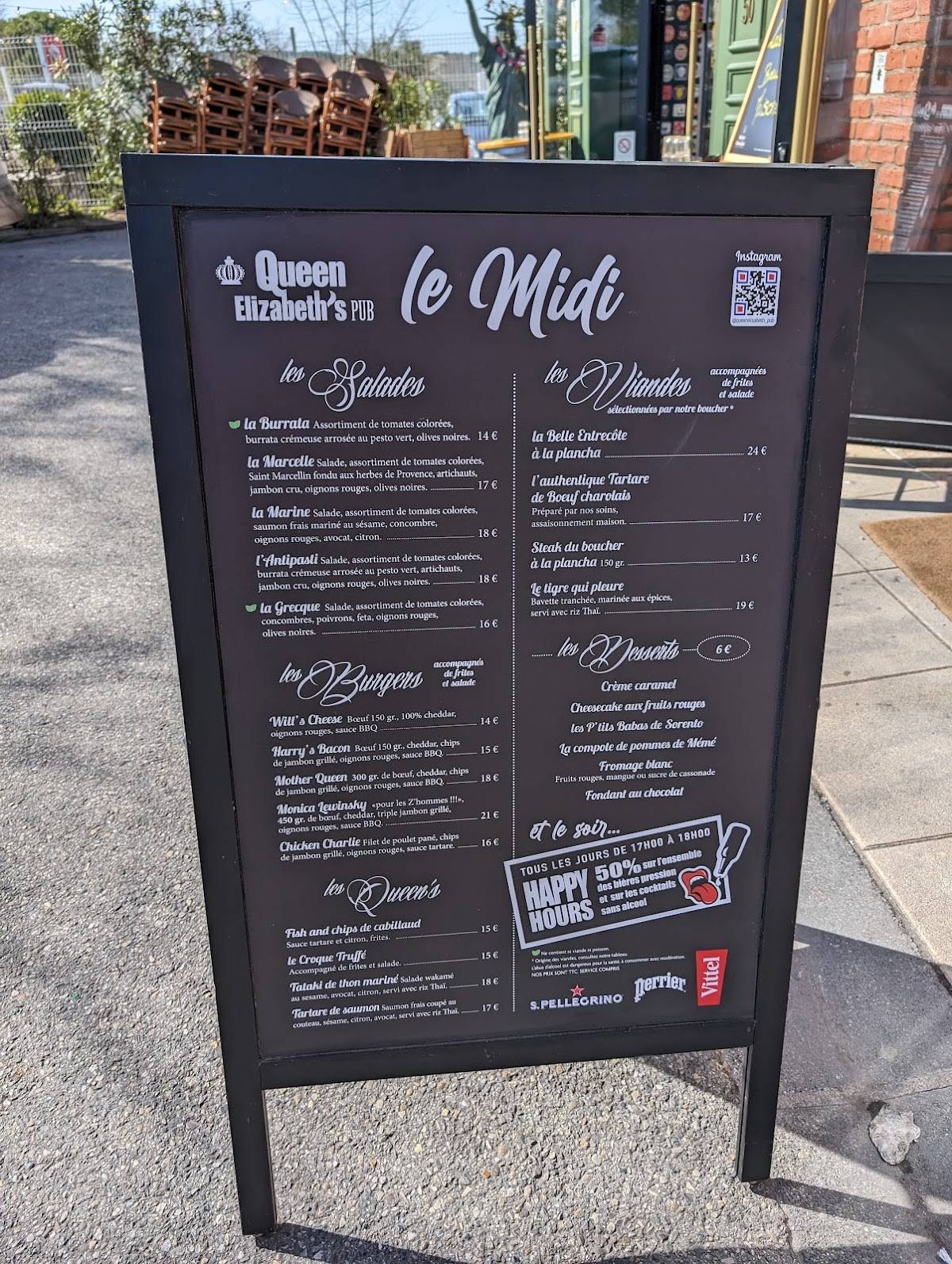 Menu au Queen Elizabeth’s Pub, Aix-en-Provence