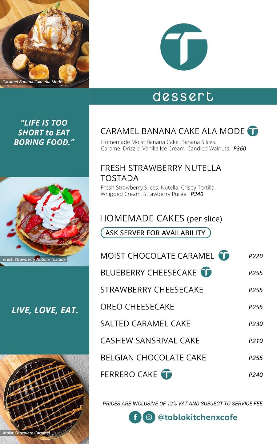 Menu at TABLO kitchen x cafe South Triangle QC, Quezon City
