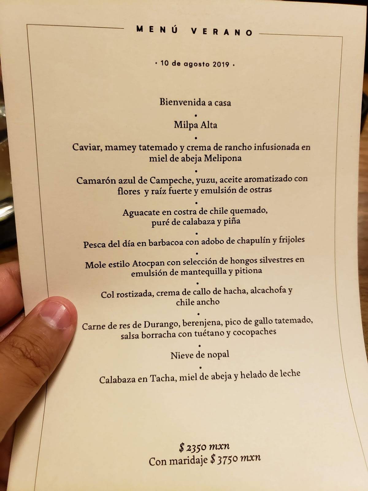 Carta del restaurante Quintonil, Ciudad López Mateos, Newton 55 Col ...
