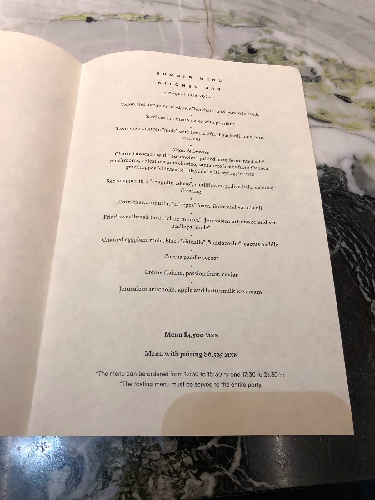 Carta del restaurante Quintonil, Ciudad López Mateos, Newton 55 Col ...