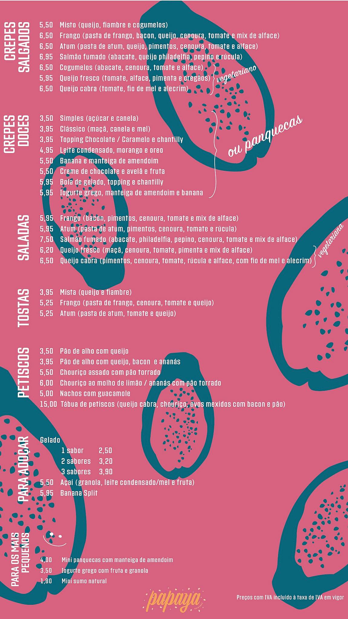 Menu em Quiosque Papaya pub & Bar, Lisboa