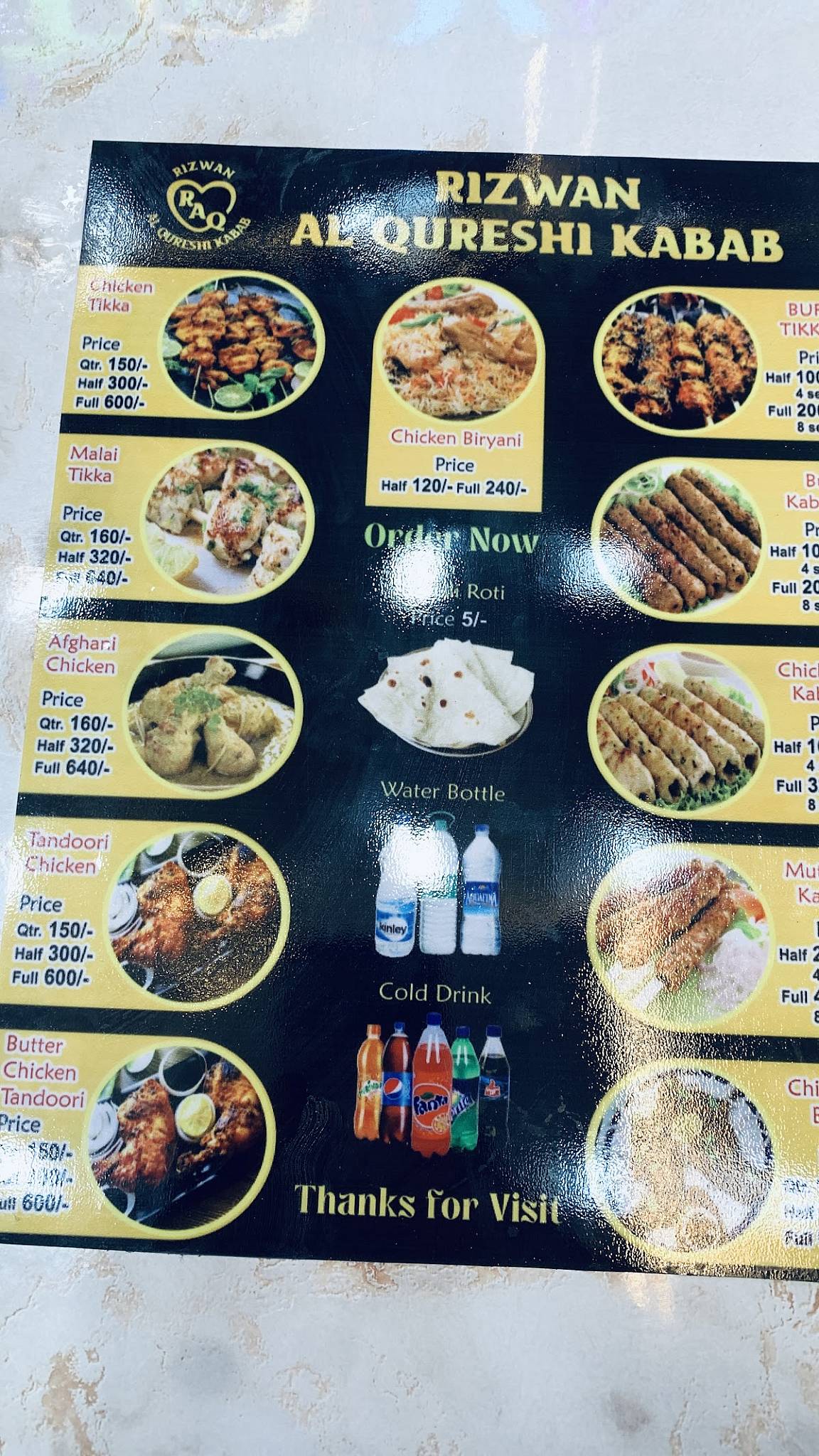 Menu at Qureshi Kabab Corner, New Delhi
