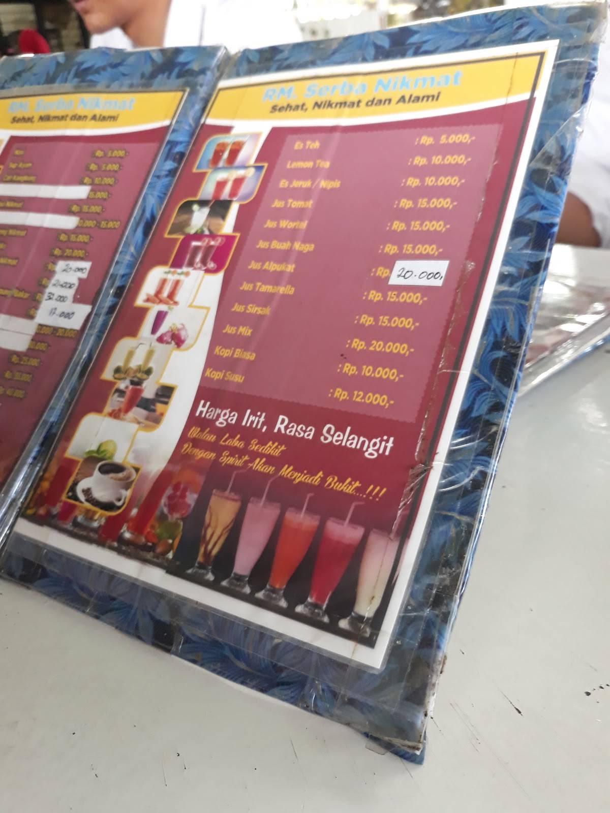 Menu at R.M. Serba Nikmat restaurant, Palopo