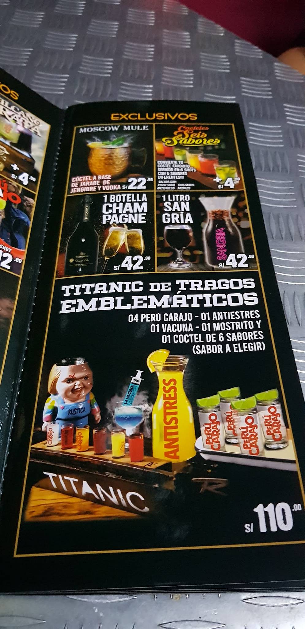 Carta del restaurante Rustica, Lima, Plaza del Armas