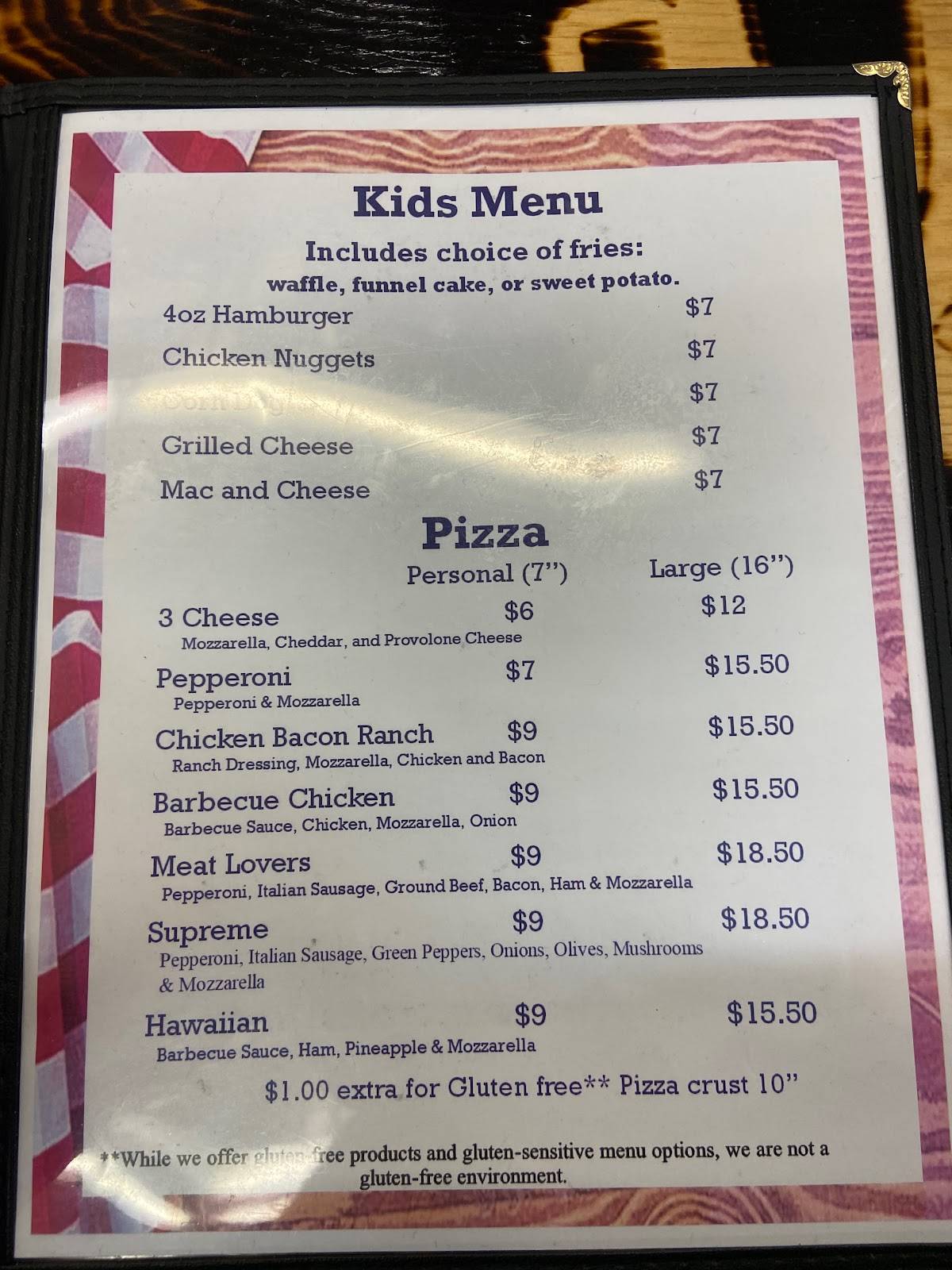 Carta de RD Bar & Grill - Rustic Diner, Burns