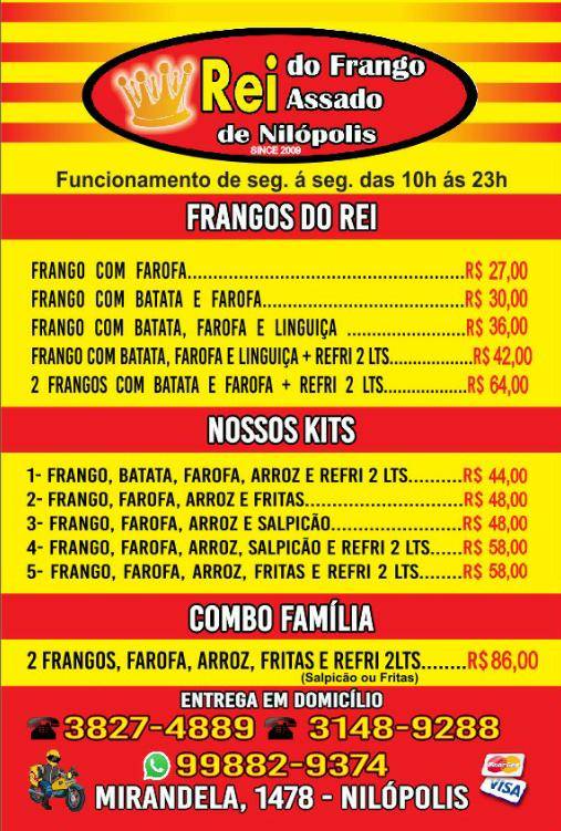 Menu at REI DO FRANGO ASSADO DE NILOPOLIS restaurant, Nilópolis