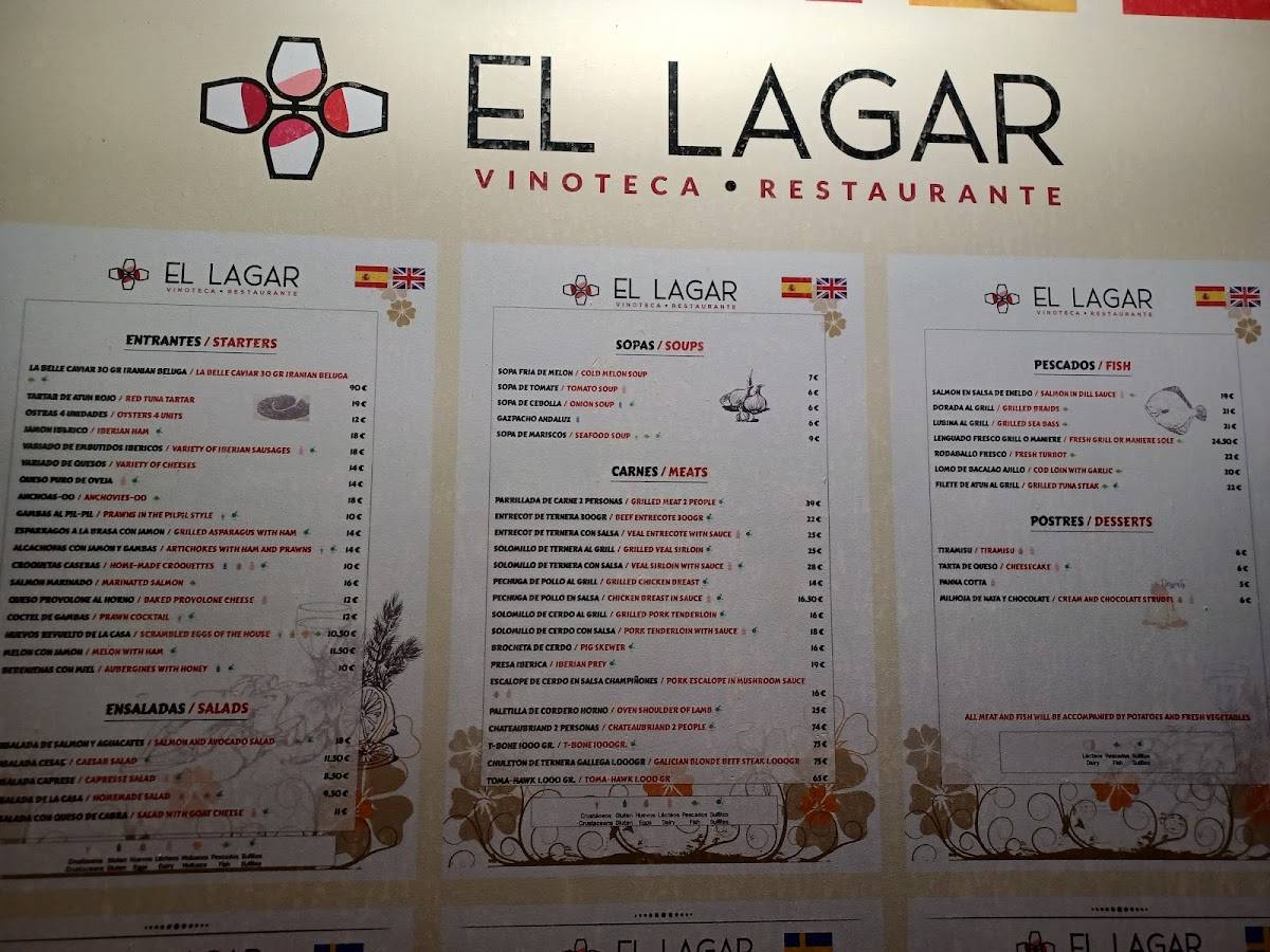Carta de RESTAURANTE EL LAGAR, Nerja