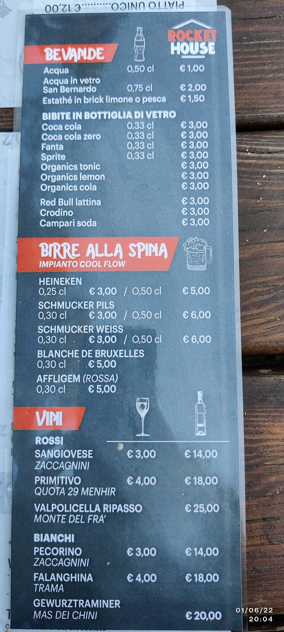 Speisekarte von ROCKET HOUSE restaurant, Macerata Feltria