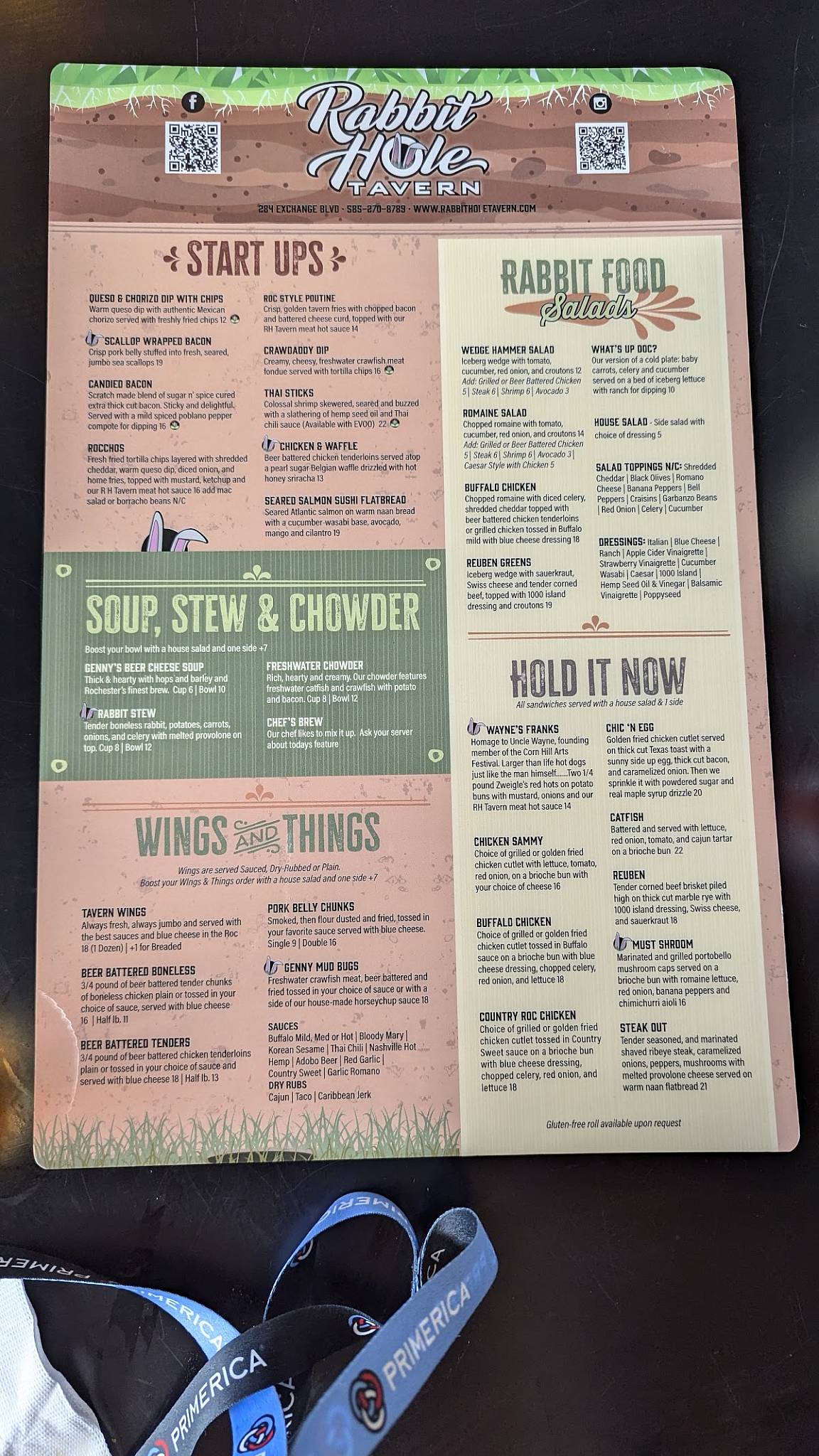 Menu at Rabbit Hole Tavern pizzeria, Rochester