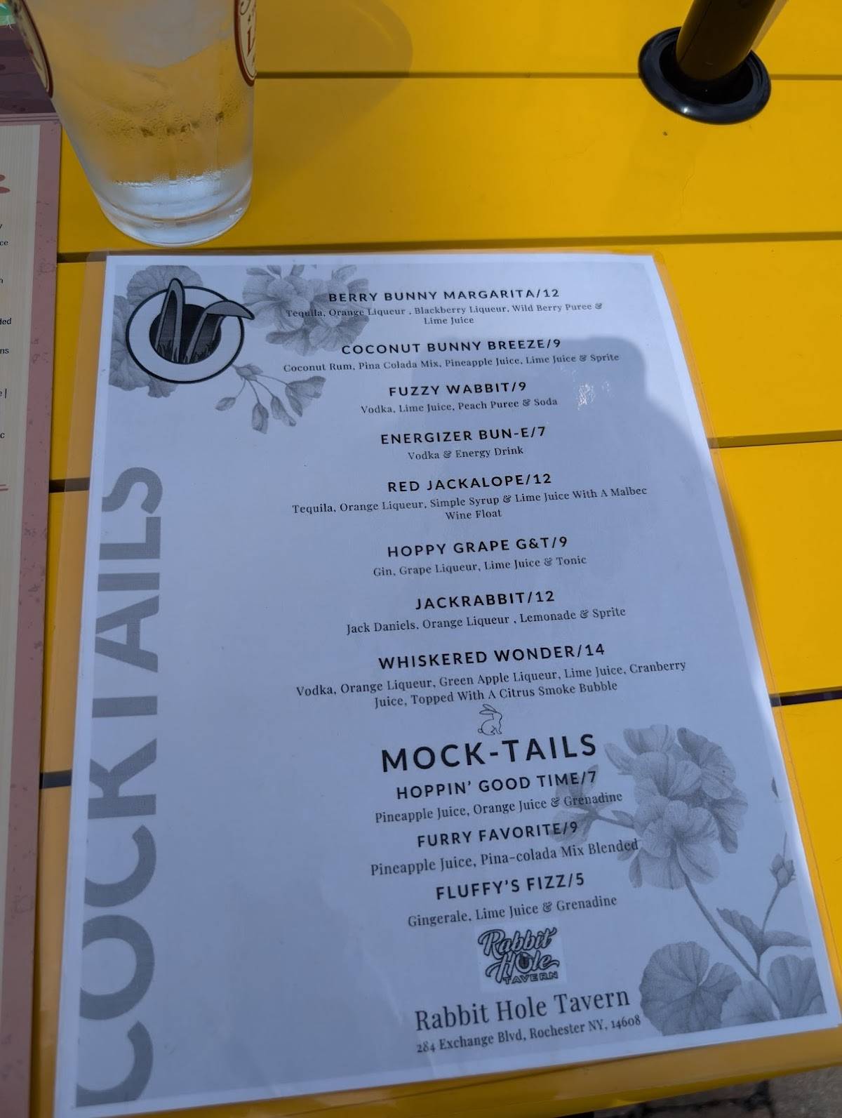 Menu at Rabbit Hole Tavern pizzeria, Rochester