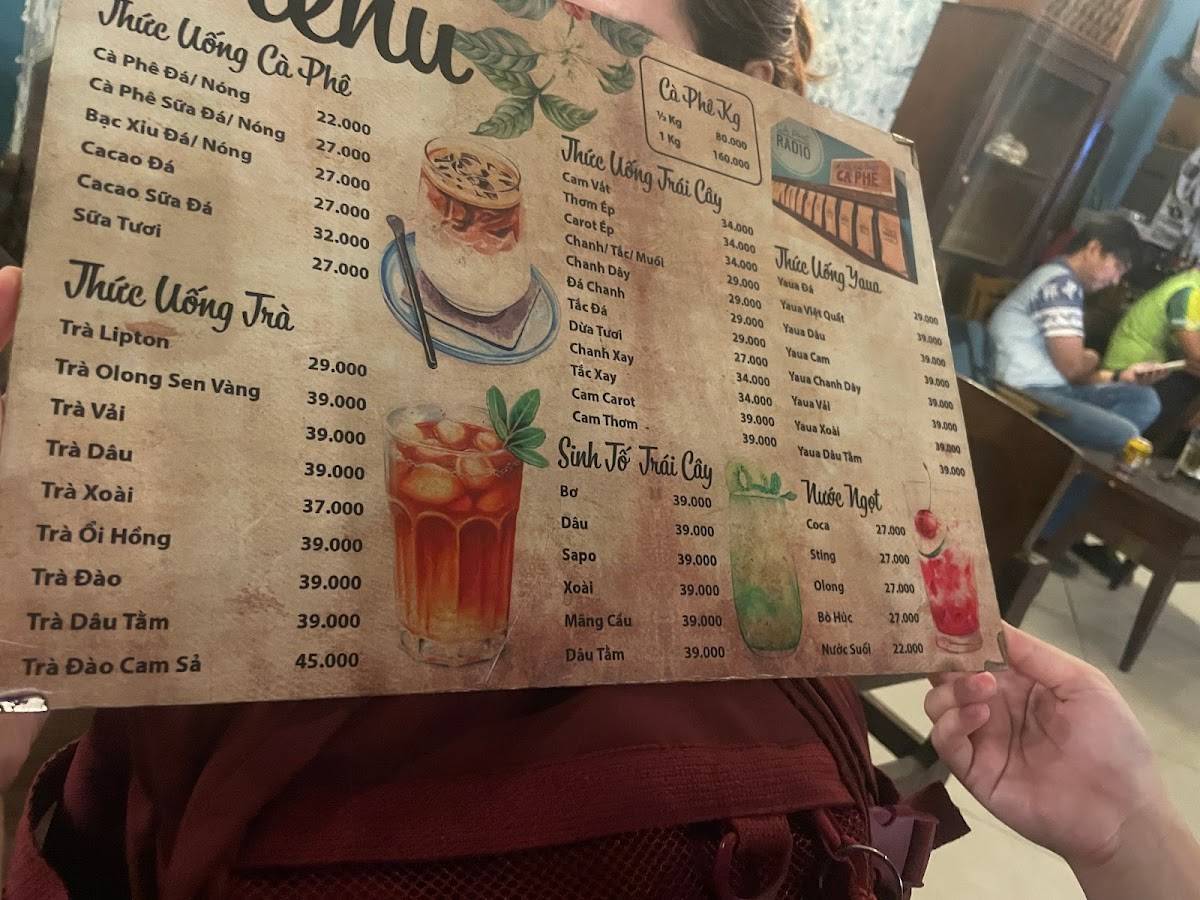 Menu at Radio Coffee cafe, Ho Chi Minh City, 74 Hoa Cúc