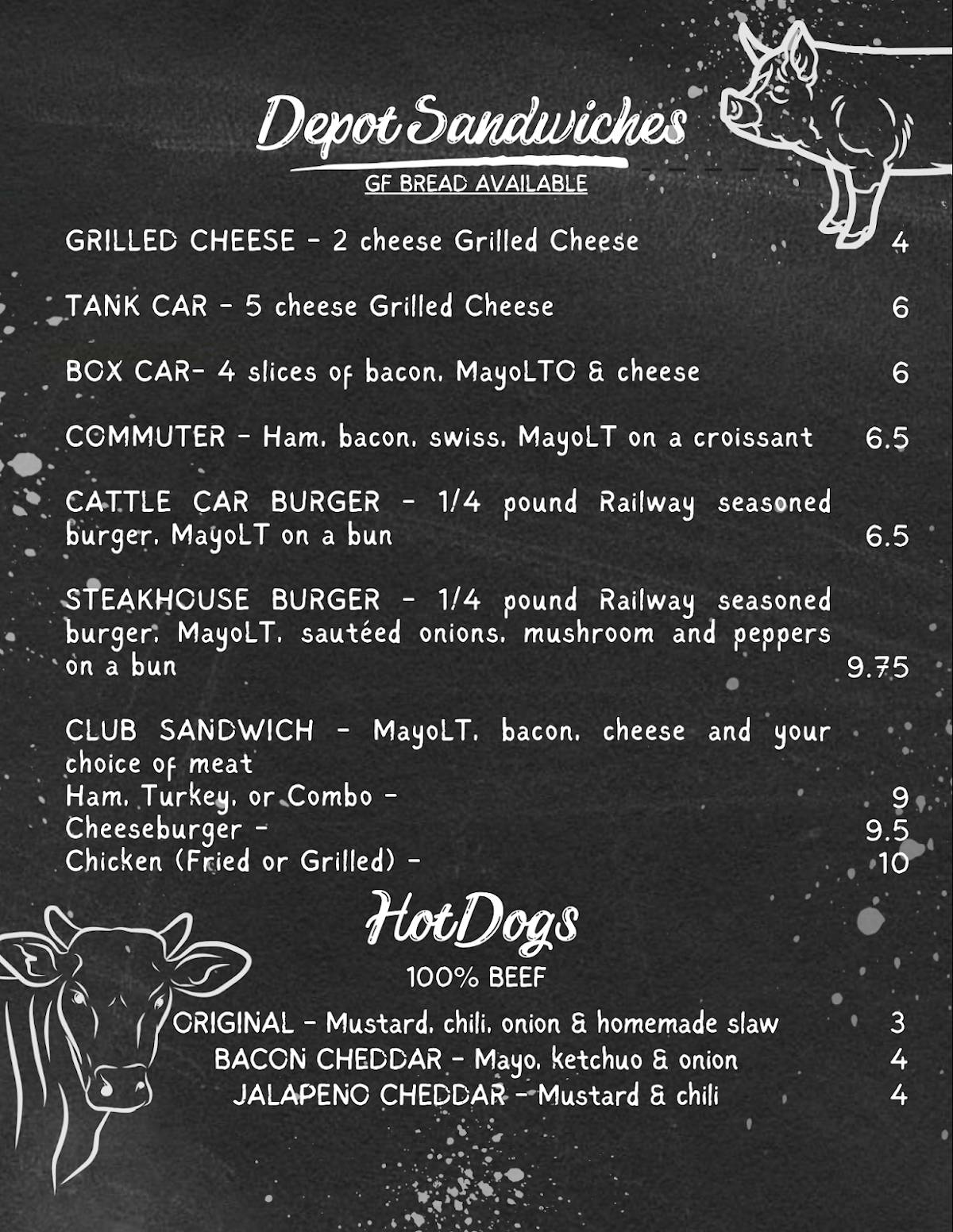 Menu at Railway Café restaurant, Bassett