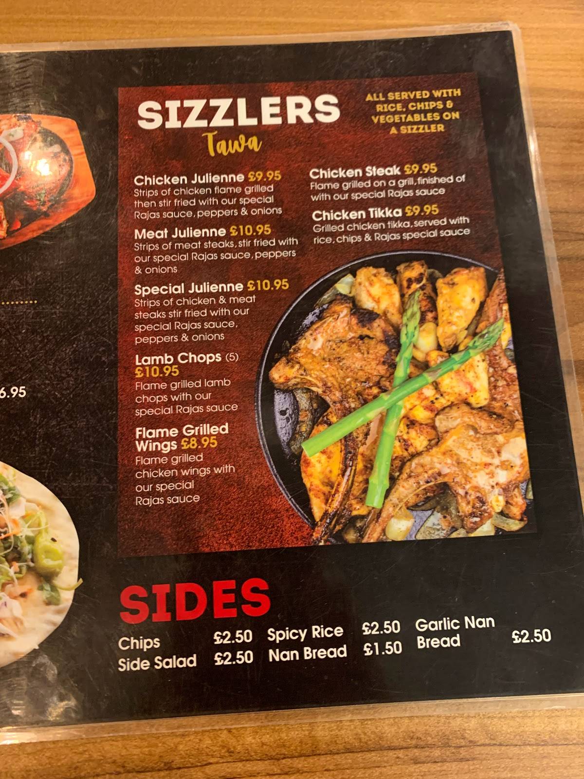 Menu at Raja's Indian Restaurant Leeds, Leeds, 186 Roundhay Rd