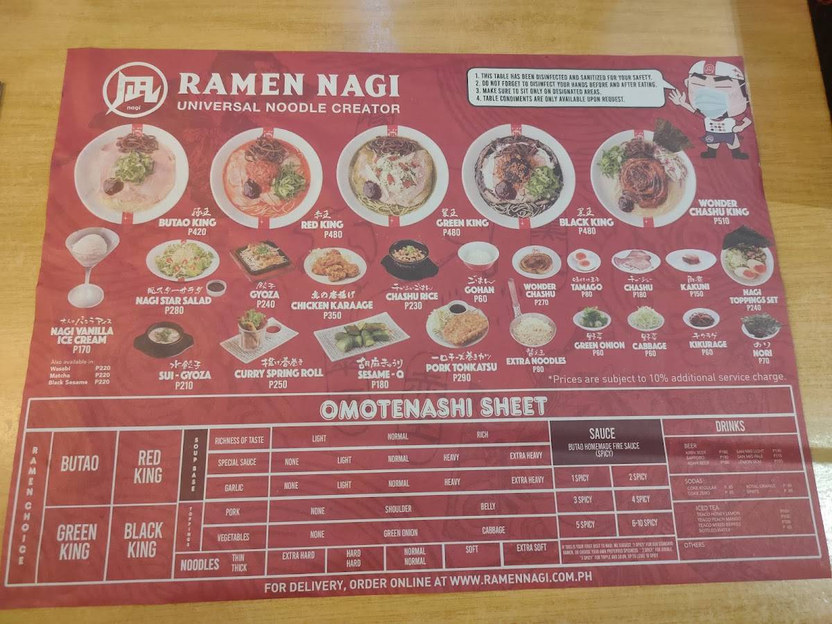 Menu at Ramen Nagi SM Aura restaurant, Taguig, L5 SM Aura Premier 26th ...