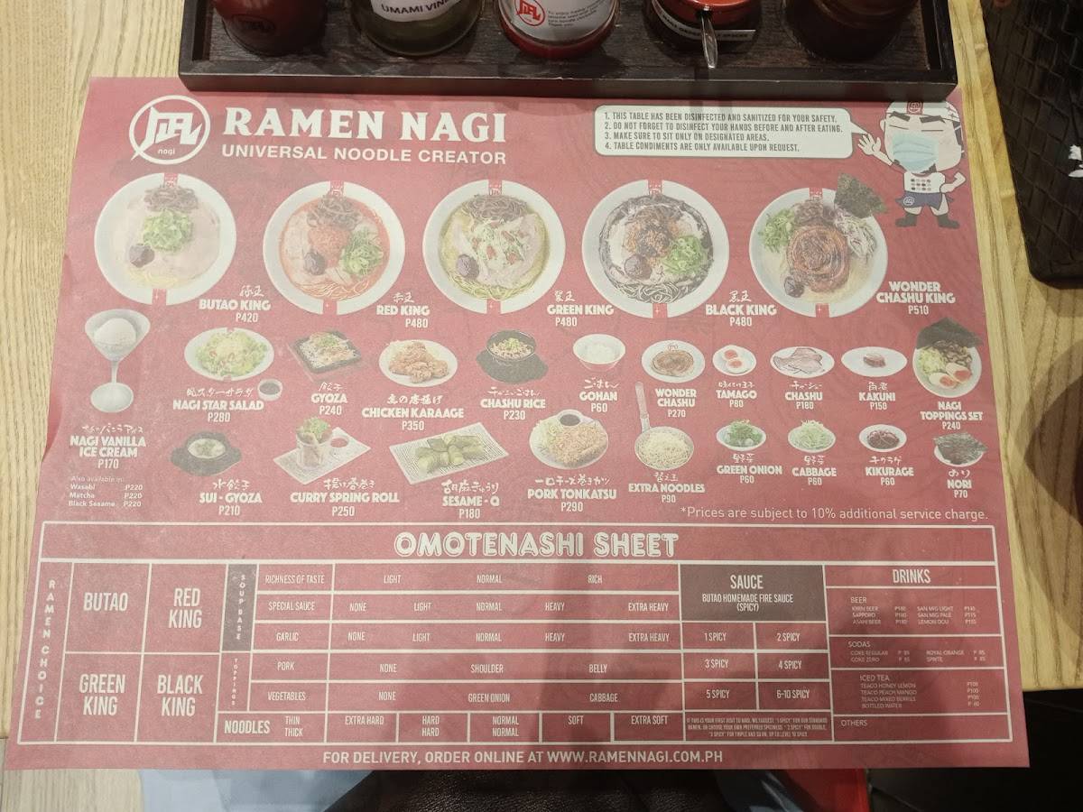 Menu at Ramen Nagi - SM Megamall restaurant, Mandaluyong, 3rd Level