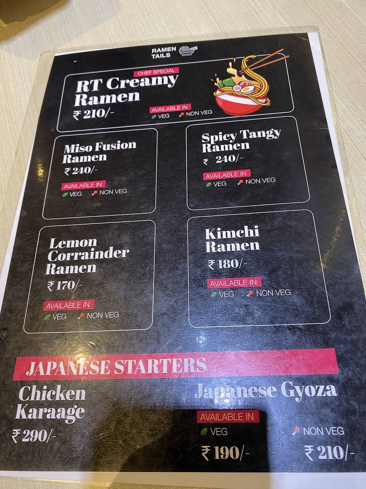 Menu at Ramen Tails, Mira Bhayandar