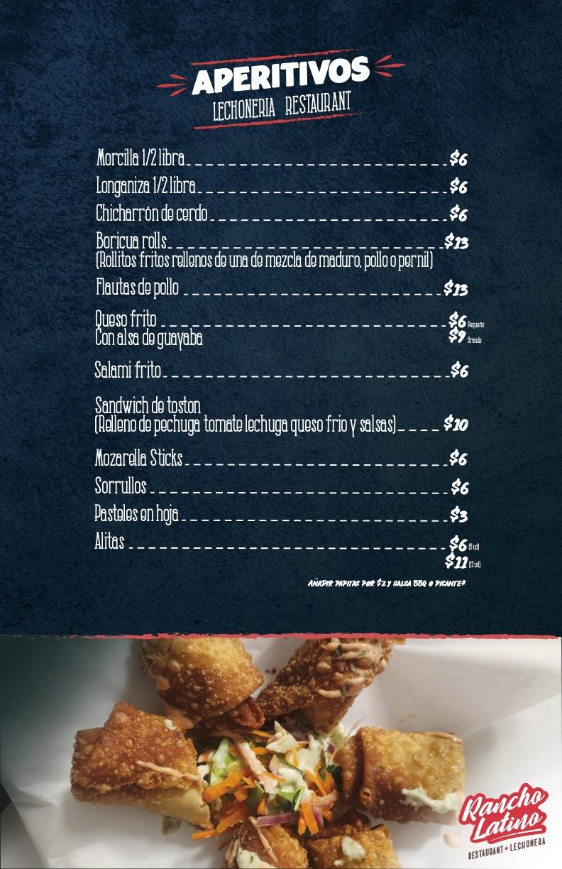 Menu at Rancho Latino Lechonera-Restaurant, Kissimmee