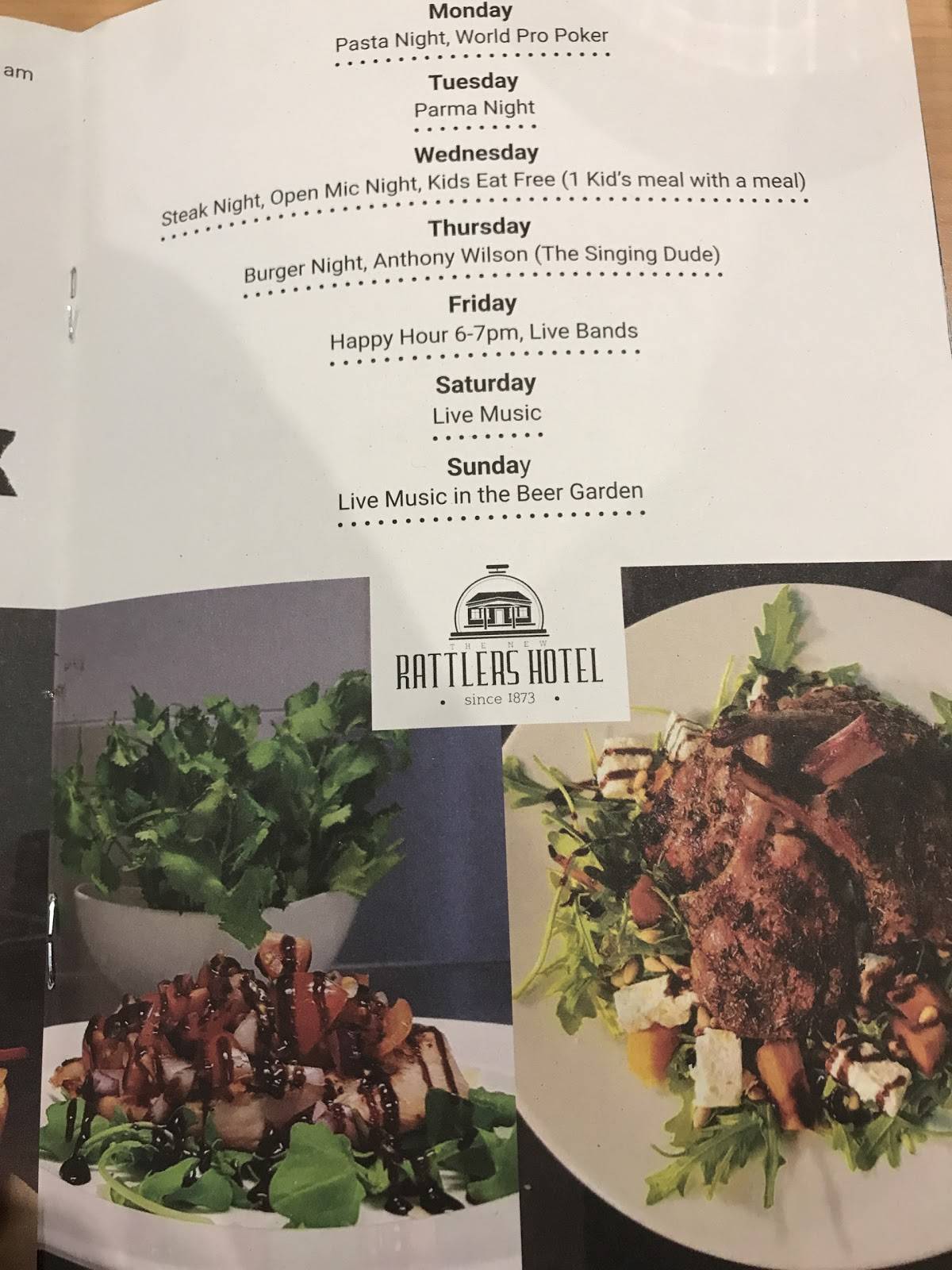 Menu at Rattlers Hotel pub & bar, Wallan