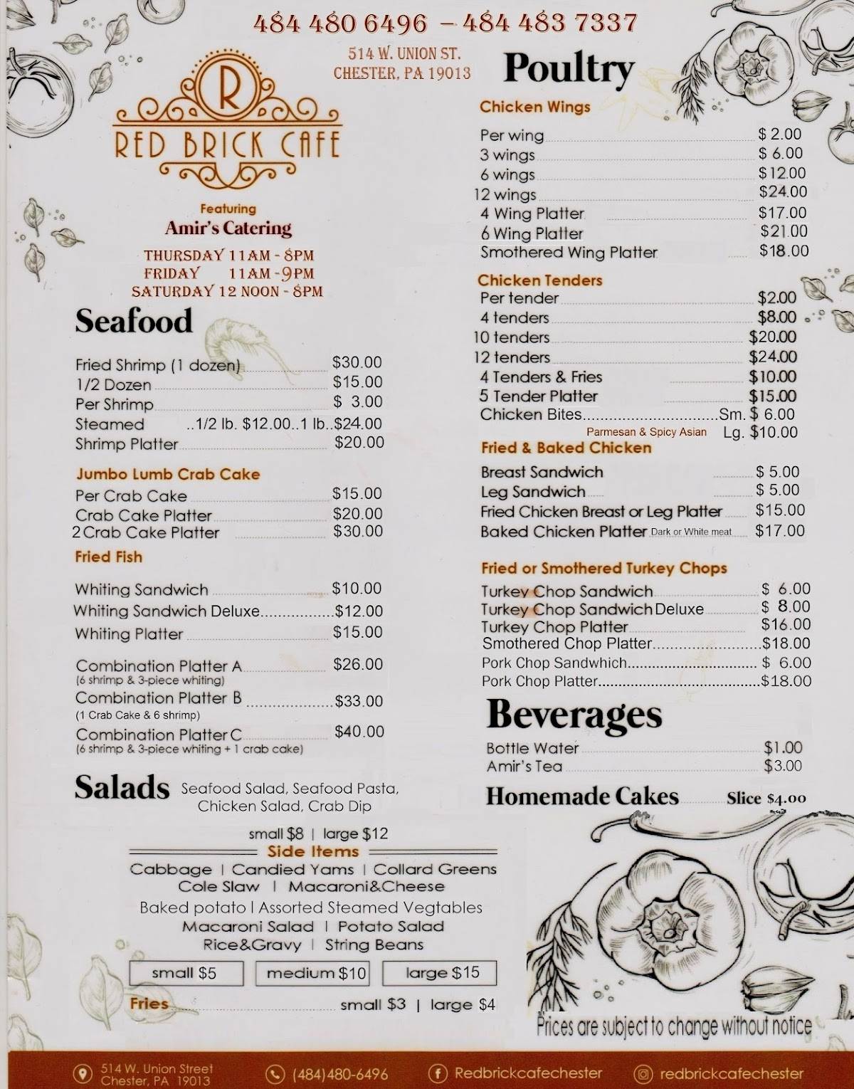 Menu at Red Brick Cafe, Chester