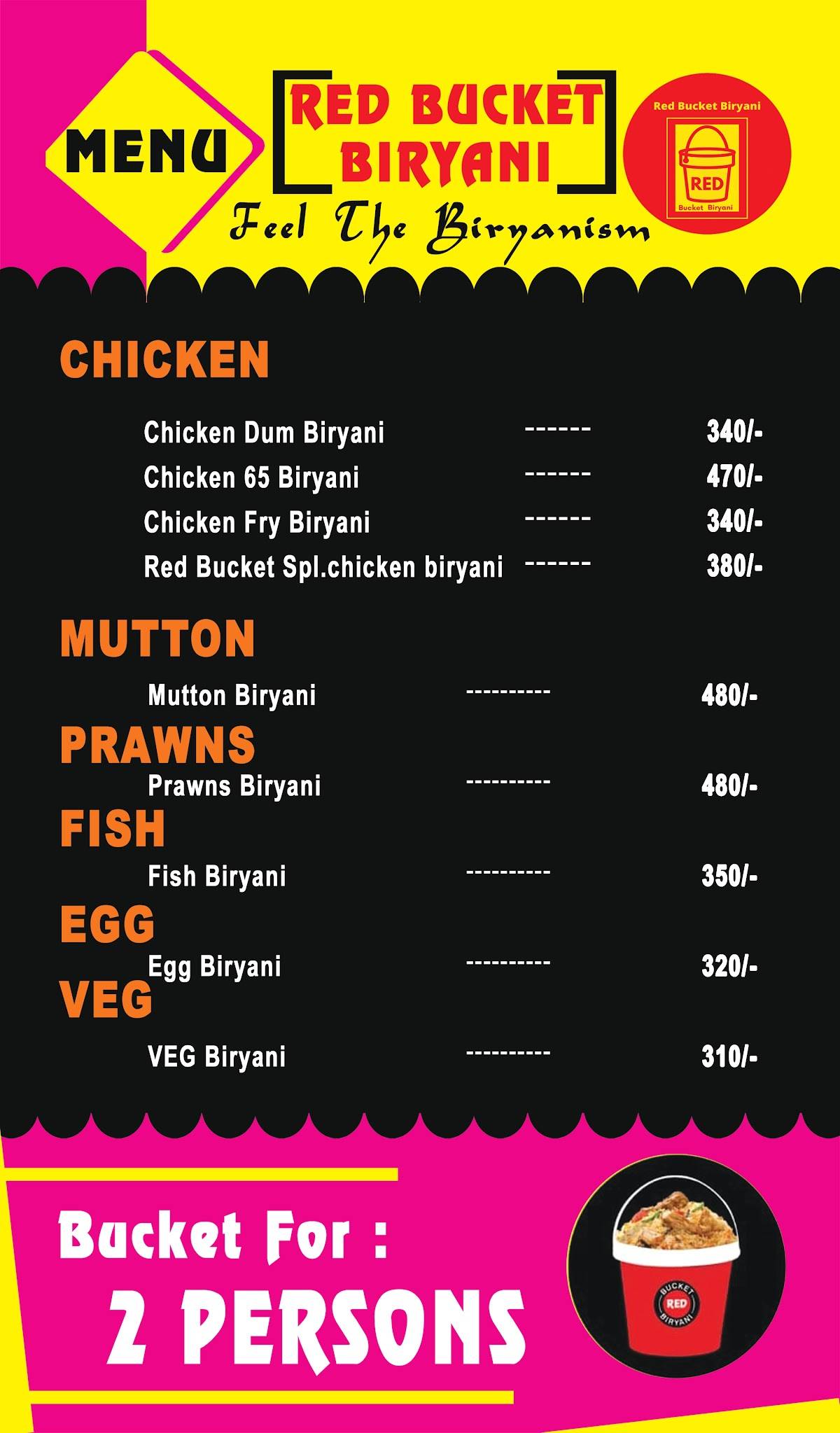 Menu at Red Bucket Biryani Parkal, Parkal