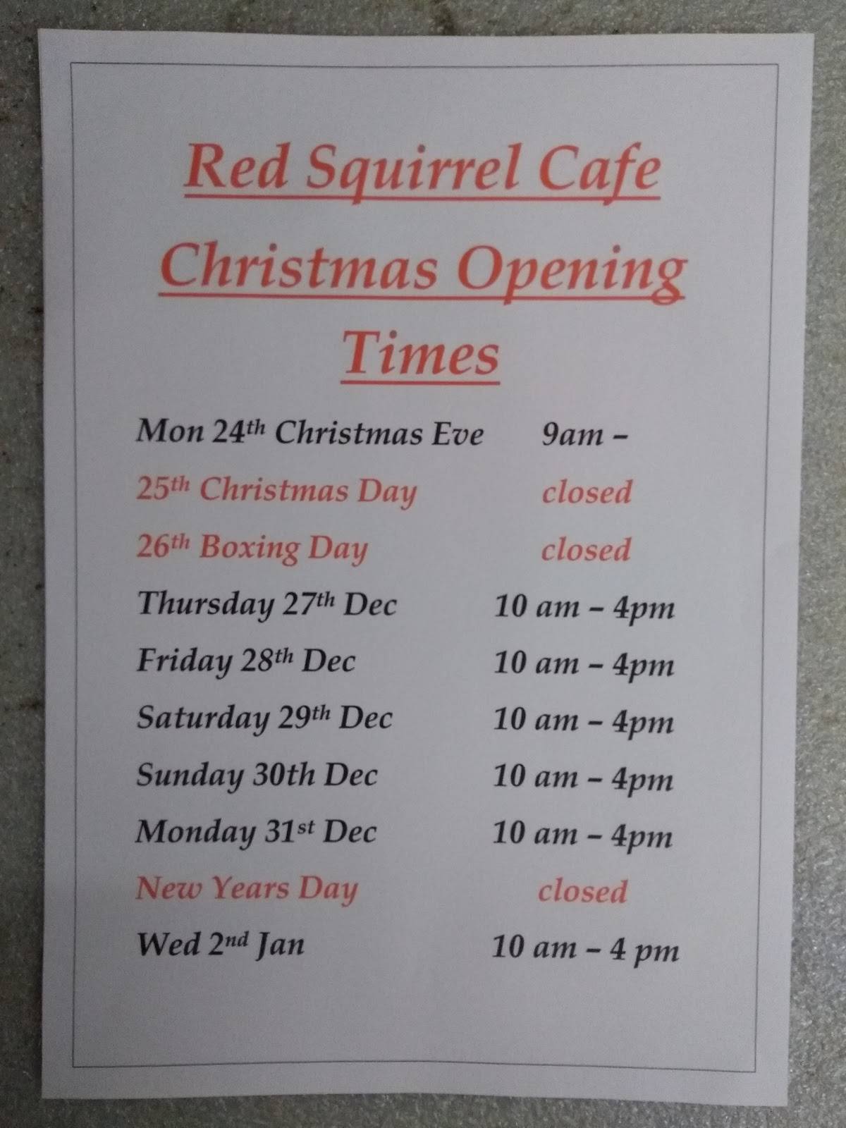 Menu at Red Squirrel Cafe, Crieff