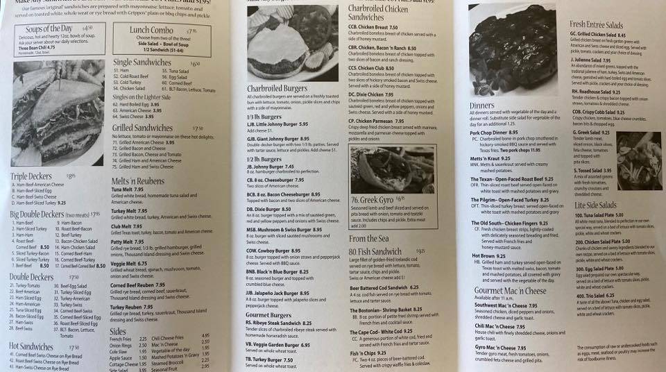 Menu at Red Squirrel restaurant, Cincinnati, Colerain Ave