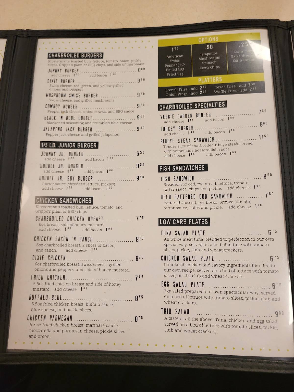 Menu at Red Squirrel restaurant, Cincinnati, Colerain Ave
