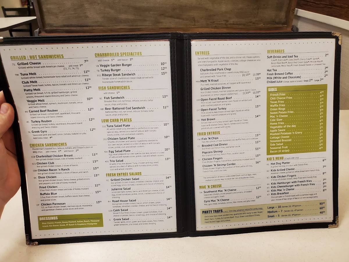 Menu at Red Squirrel restaurant, Cincinnati, Colerain Ave
