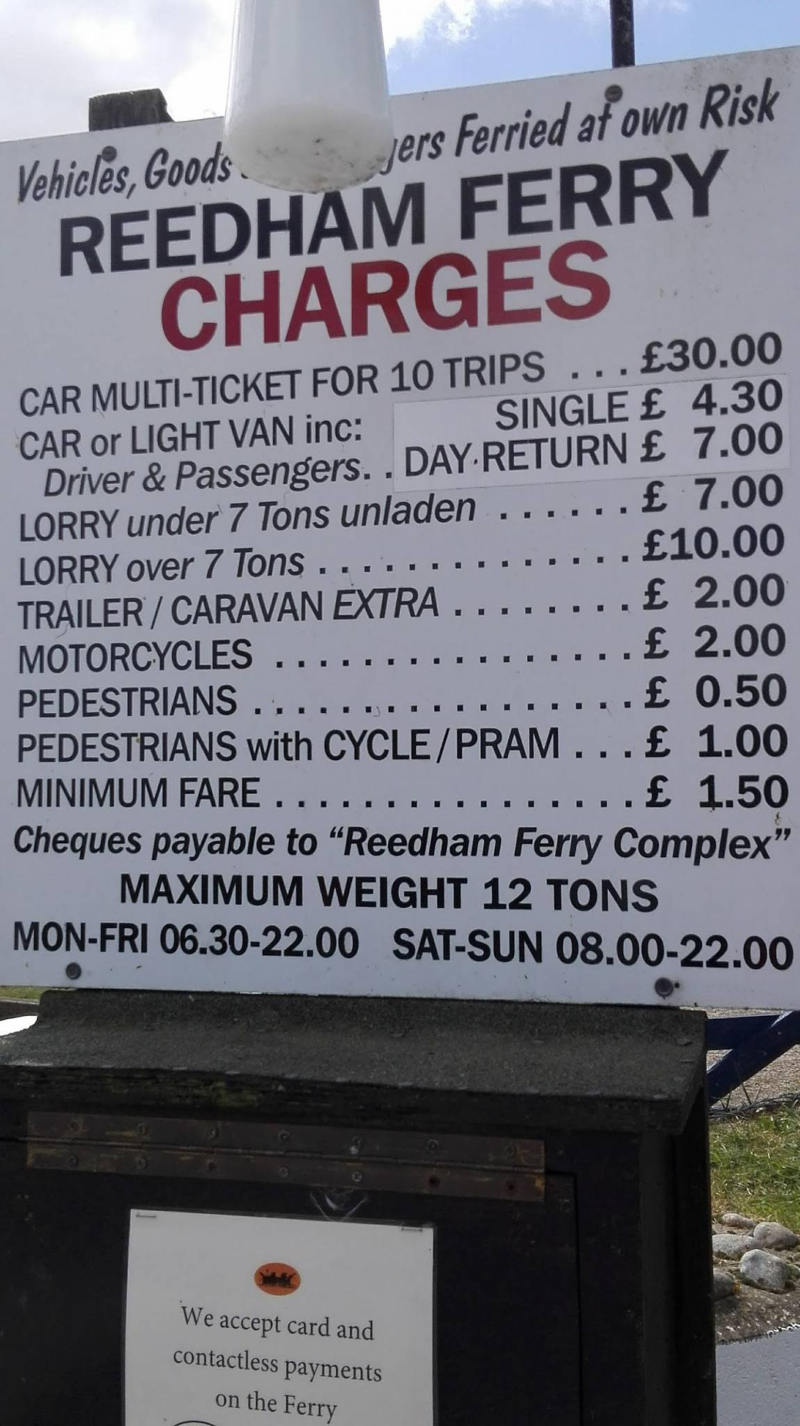 Menu at Reedham Ferry Inn pub & bar, Reedham