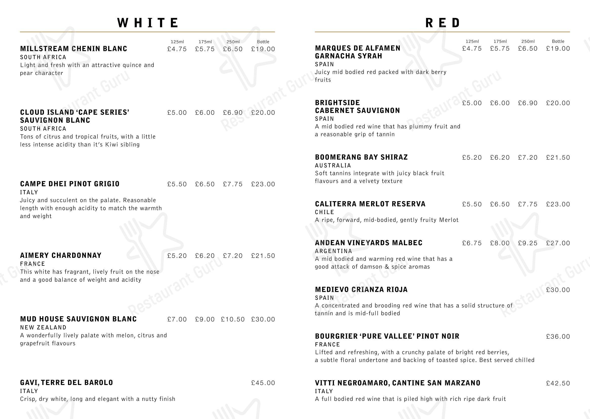 Menu at Relish Bar & Grill, Doncaster