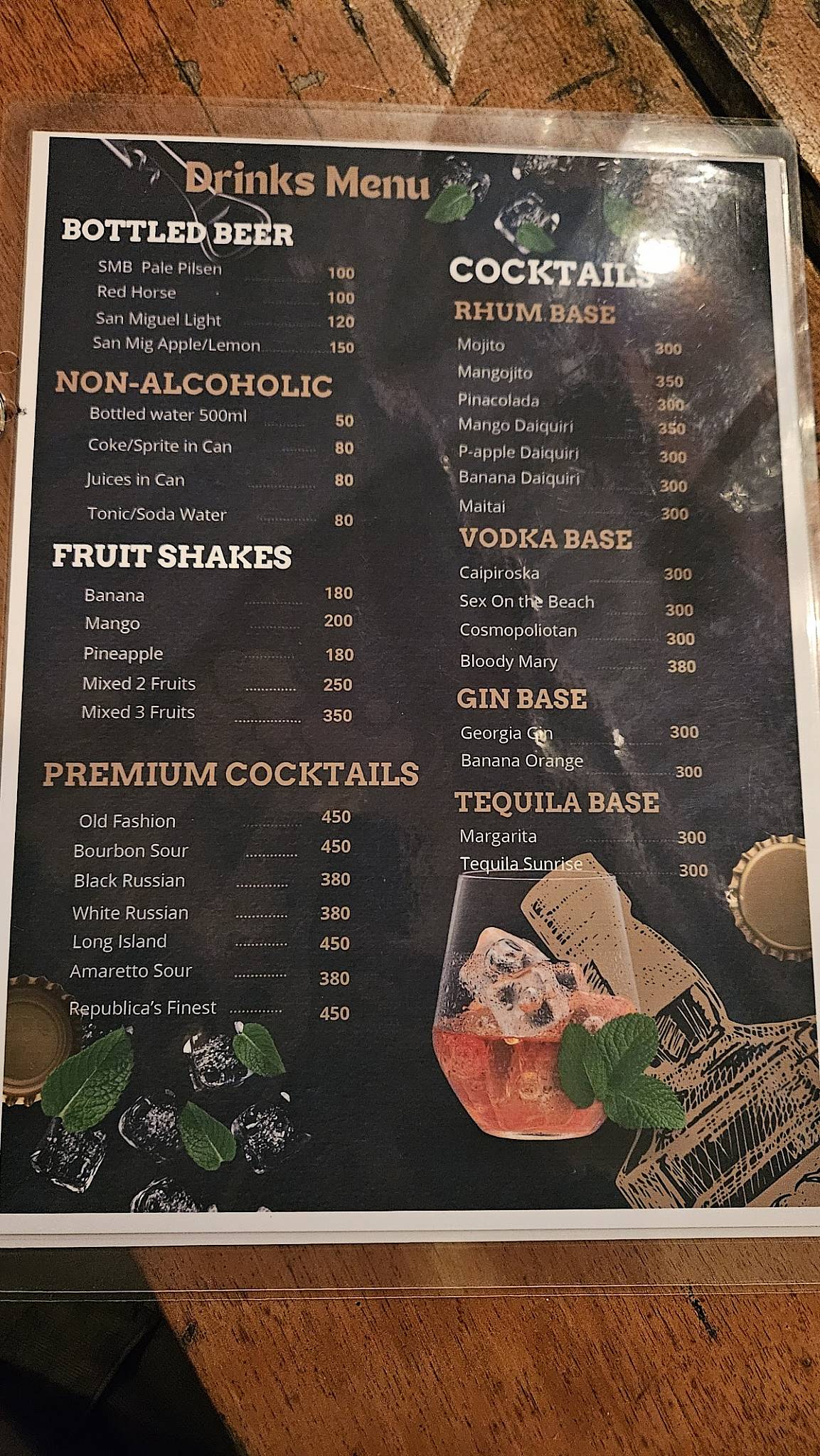 Menu at Republica Sunset Bar, El Nido