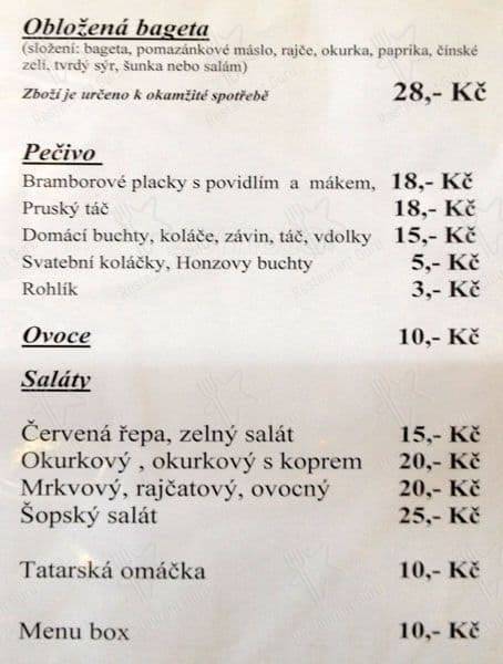 Menu at IQ Restaurant Morávka, Brno