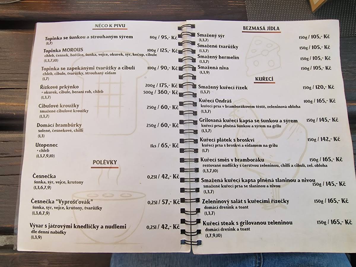 Menu at Restaurace U Morousů restaurant, Olomouc